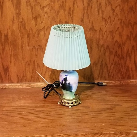 Vintage | Accents | Vintage Cottagecore Boudoir Lamp Brass Base Hand ...